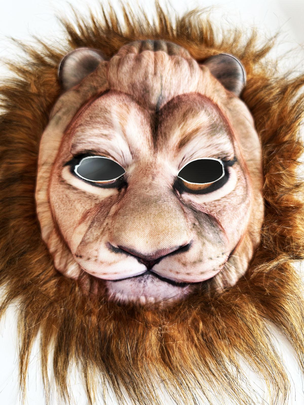 Koyu Kahve Yeleli Aslan Maskesi Eva Malzeme Peluş Maske 1 No